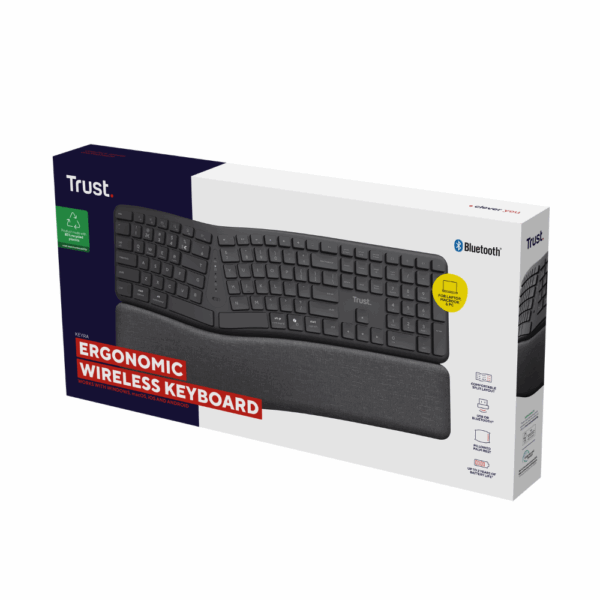 Teclado Inalámbrico Trust Keyra Ergonómico - Doble Click Unilago
